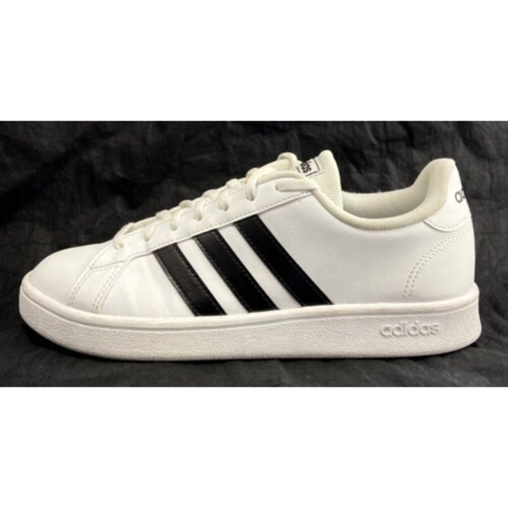 Adidas Grand Court White Leather 3-Stripe Lace Up Men… - Gem